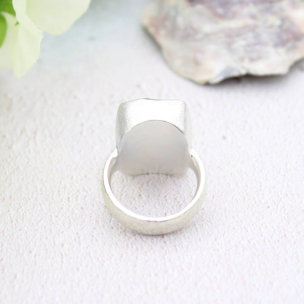 aquamarine natural gemstone chunky silver ring by poppy jewellery ...