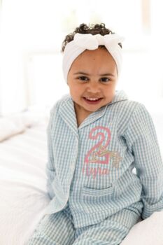 Birthday Gingham Personalised Embroidered Bow Pyjamas Choice Of Ages ...