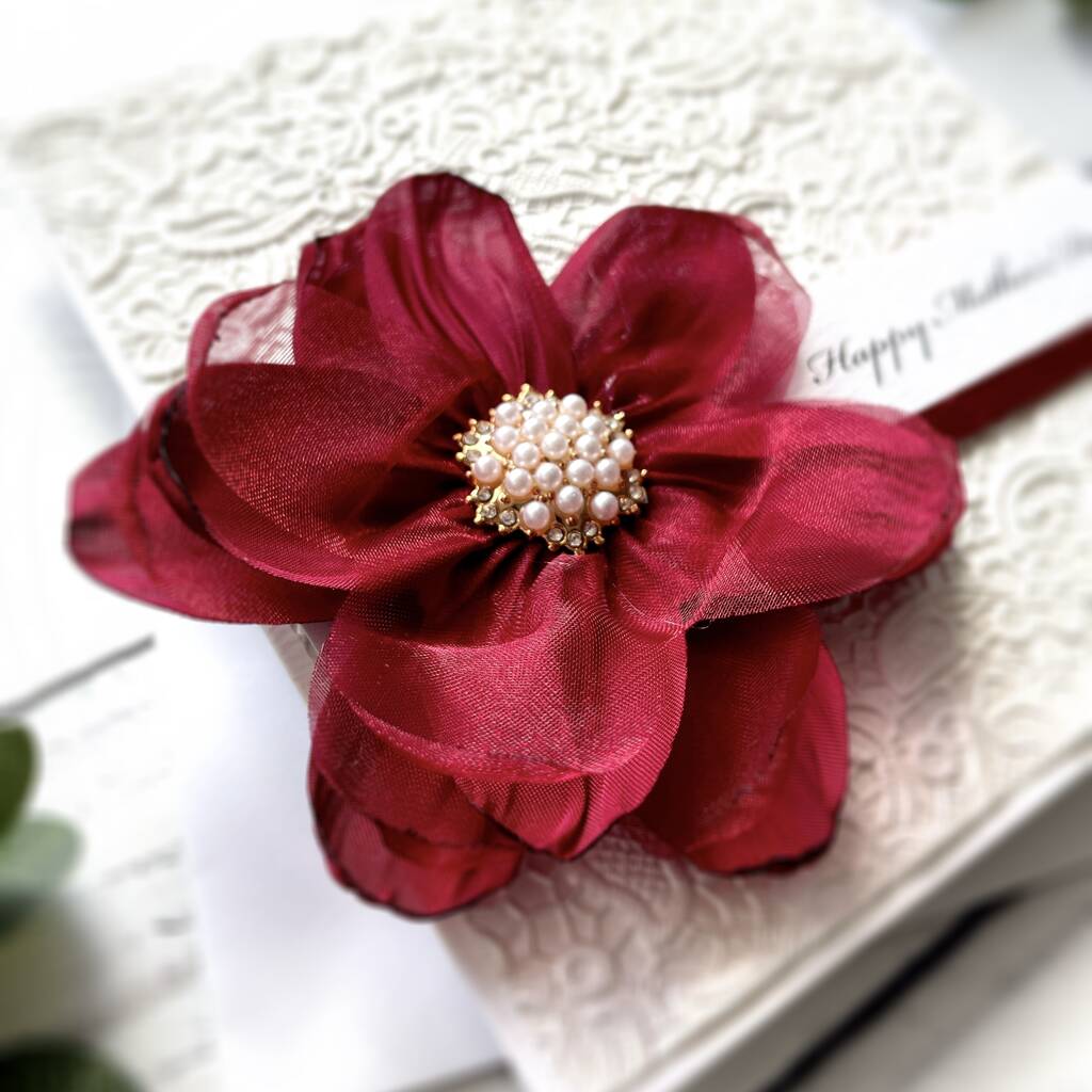 Handmade Mother’s Day Card. Red Flower Design By Little Sentiments