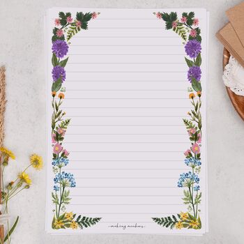 A5 Letter Writing Paper With Floral Meadow Border By Making Meadows ...