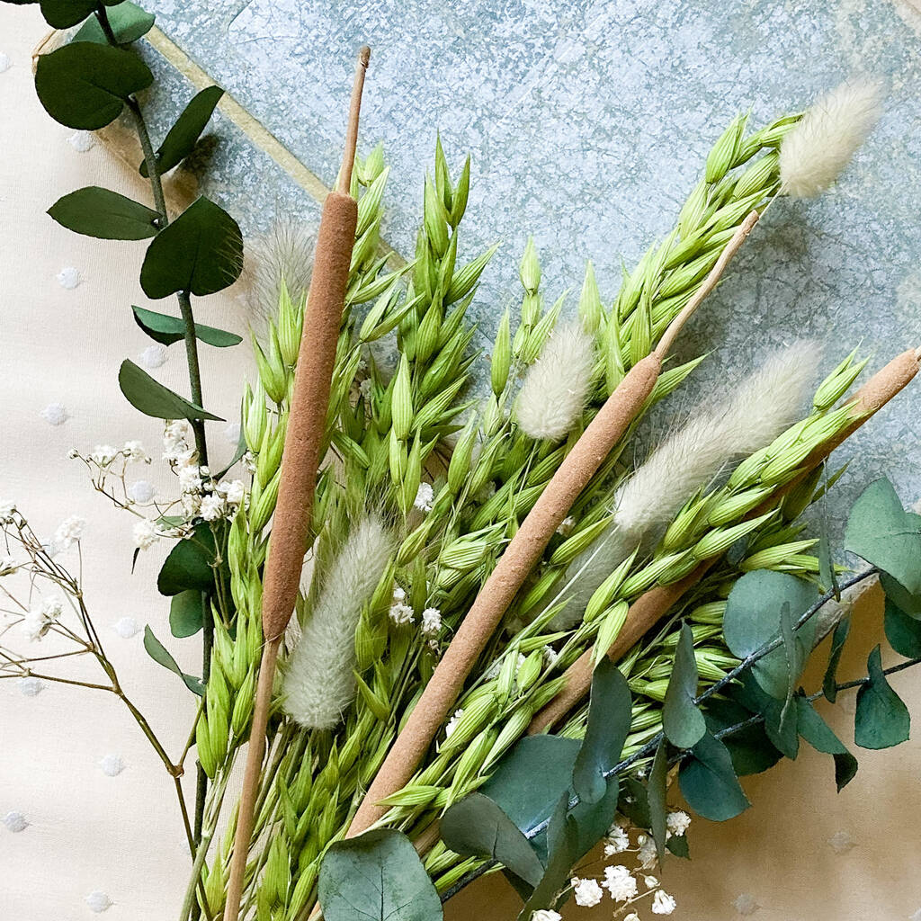 Green Dried Flower Posy Bunny Tails Oats Lareco By Neboho