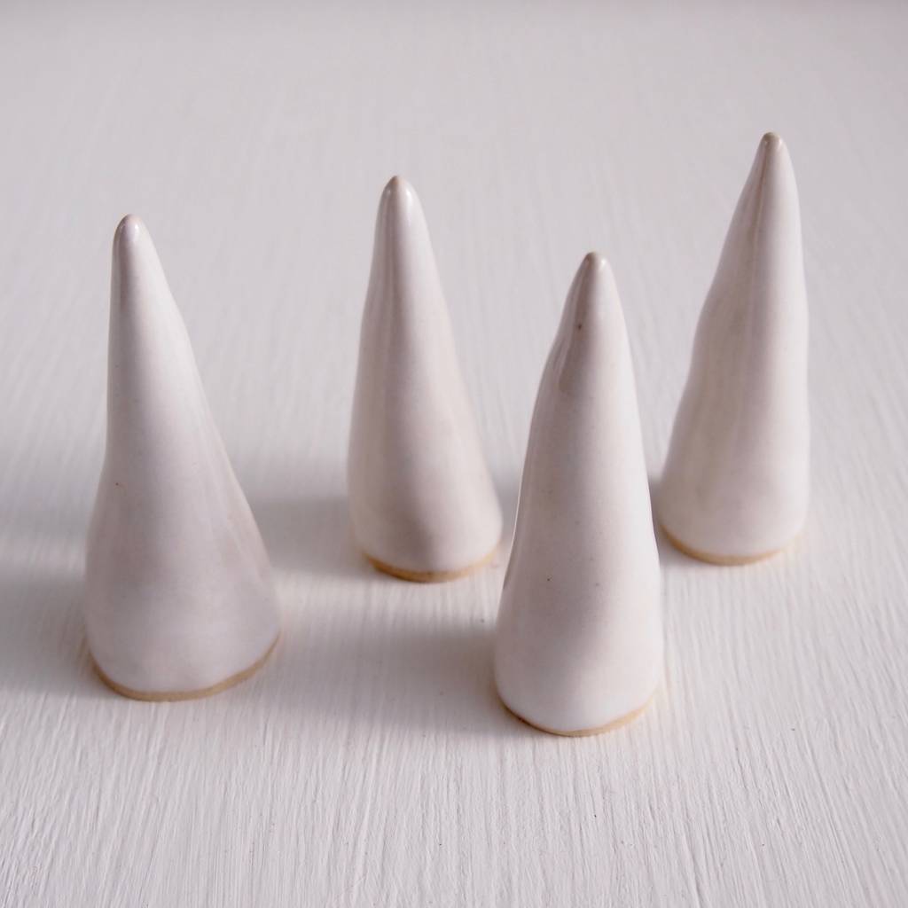 handmade white gloss ceramic ring holder cones by kabinshop ...