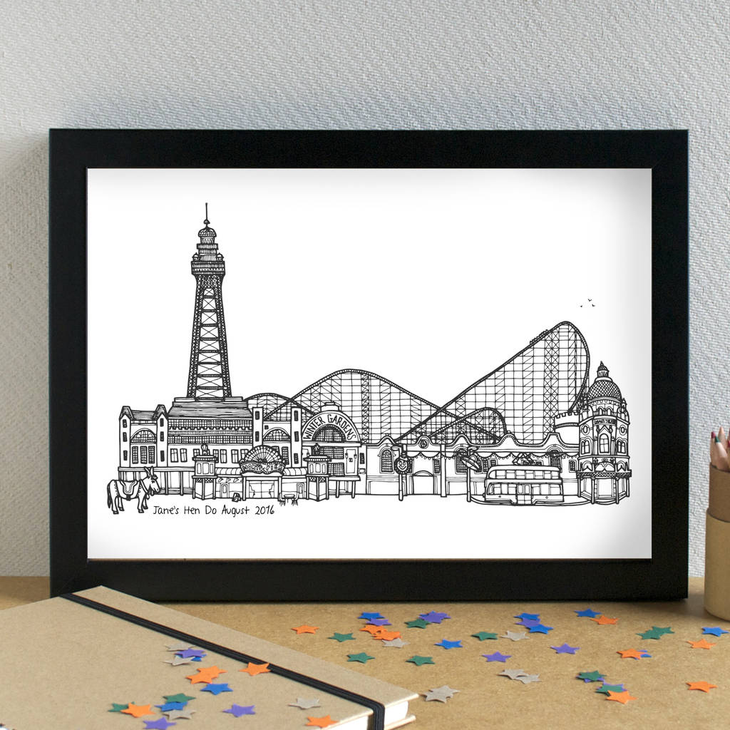 Blackpool Skyline Landmarks Art Print Unframed By Becka Griffin ...
