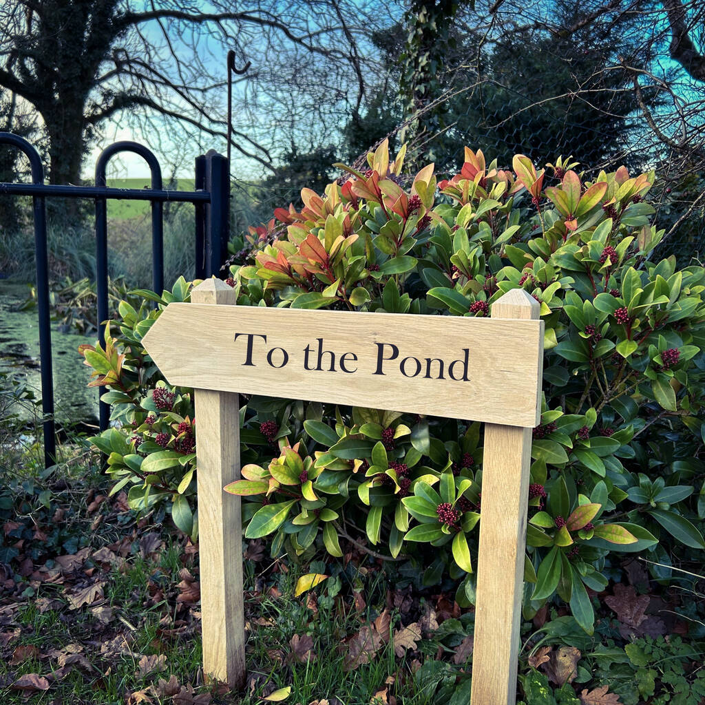 Wooden Engraved Driveway Sign Pointing By Grain Designs ...