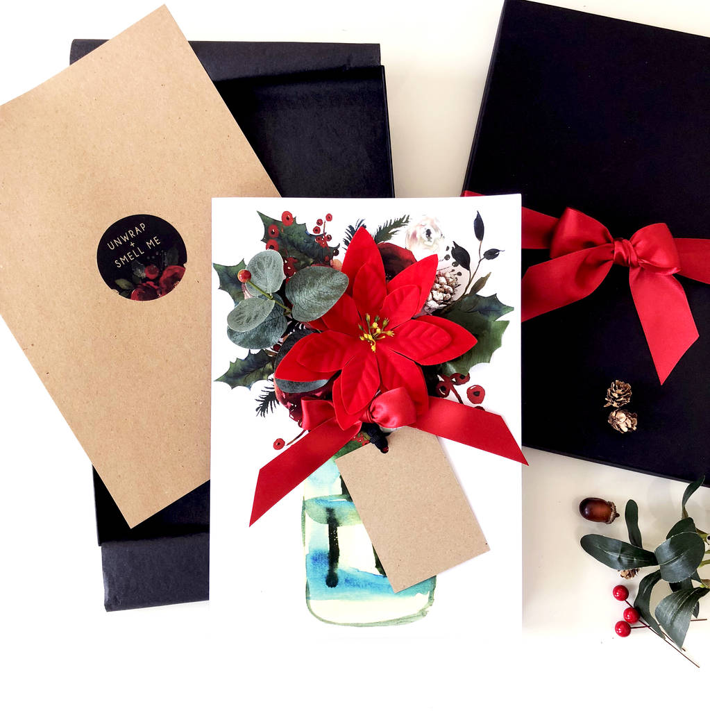 Luxury Special Poinsettia Christmas Flower Card Scented By The Luxe Co ...