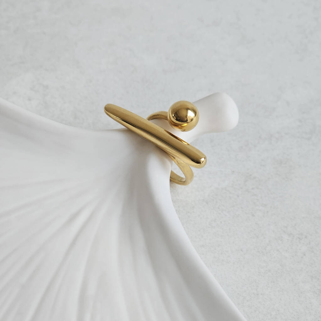 Ball Bar Ring Gold Non Tarnish Waterproof By Safana Jewellery