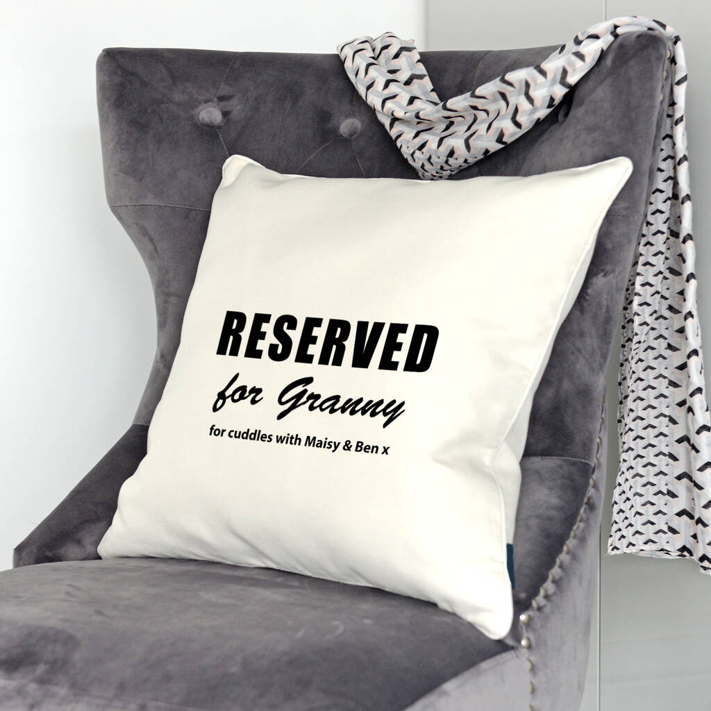 Personalised 'Reserved For…' Cushion By A Type Of Design ...