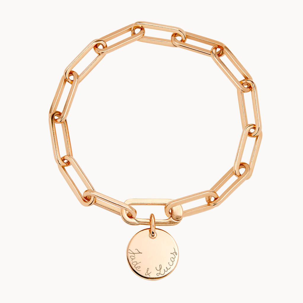 18k Gold Plated Personalised Disc Link Chain Bracelet By Merci Maman ...