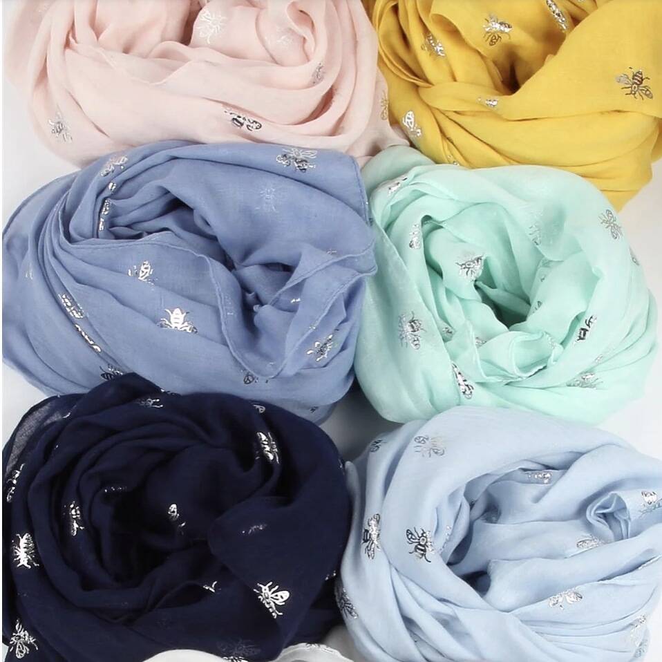 Metallic Silver Bee Scarf By My Posh Shop | notonthehighstreet.com