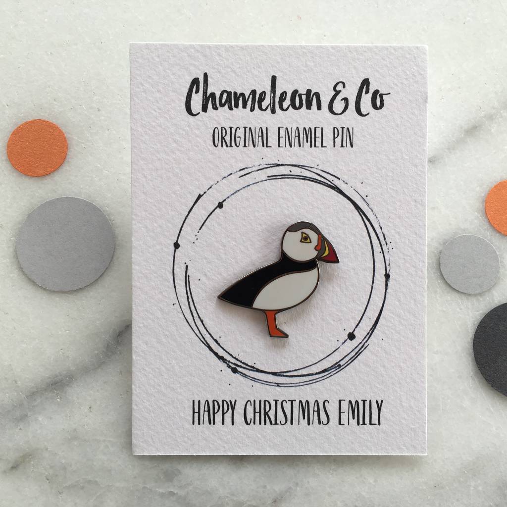 puffin enamel pin by chameleon and co | notonthehighstreet.com