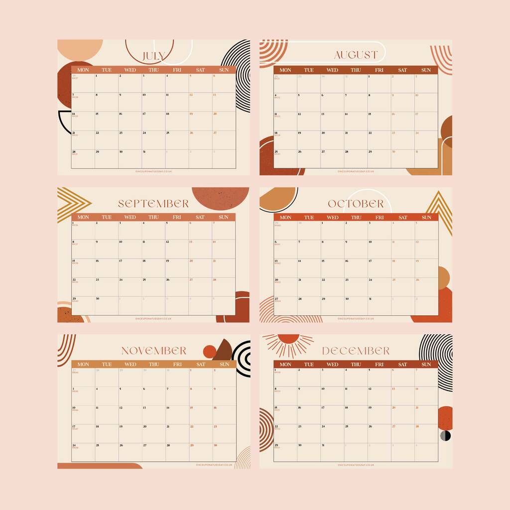2025 Desk Calendar | Abstract Boho By Once Upon a Tuesday