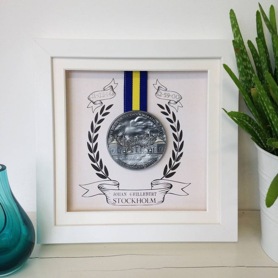 personalised marathon medal white presentation frame by antika ...