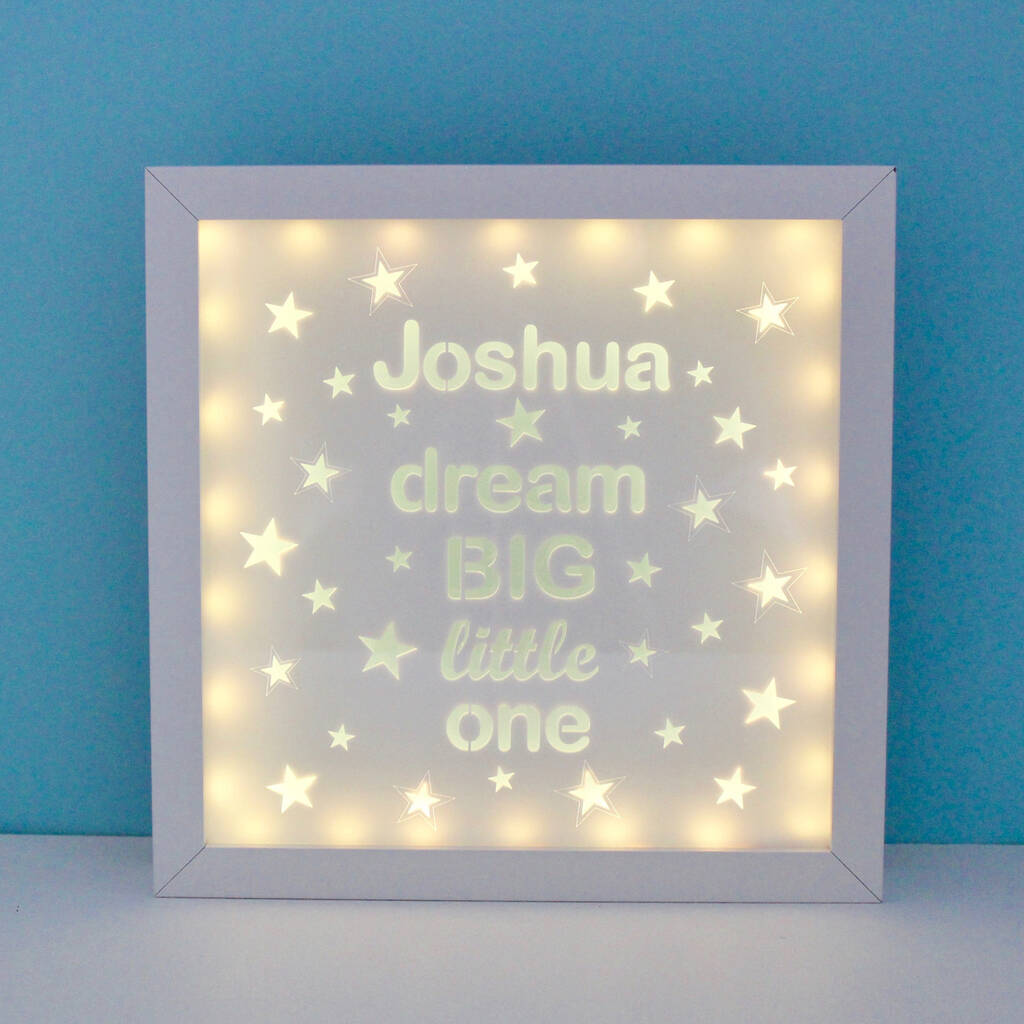 personalised dream big little one night light box light by kirsty shaw ...