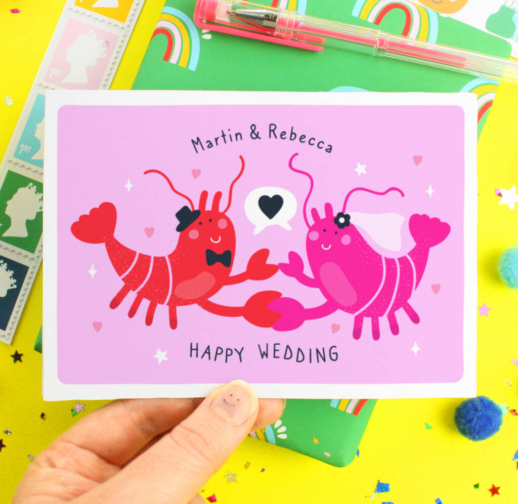 Personalised Lobster Wedding Celebration Card By Paper Joy ...