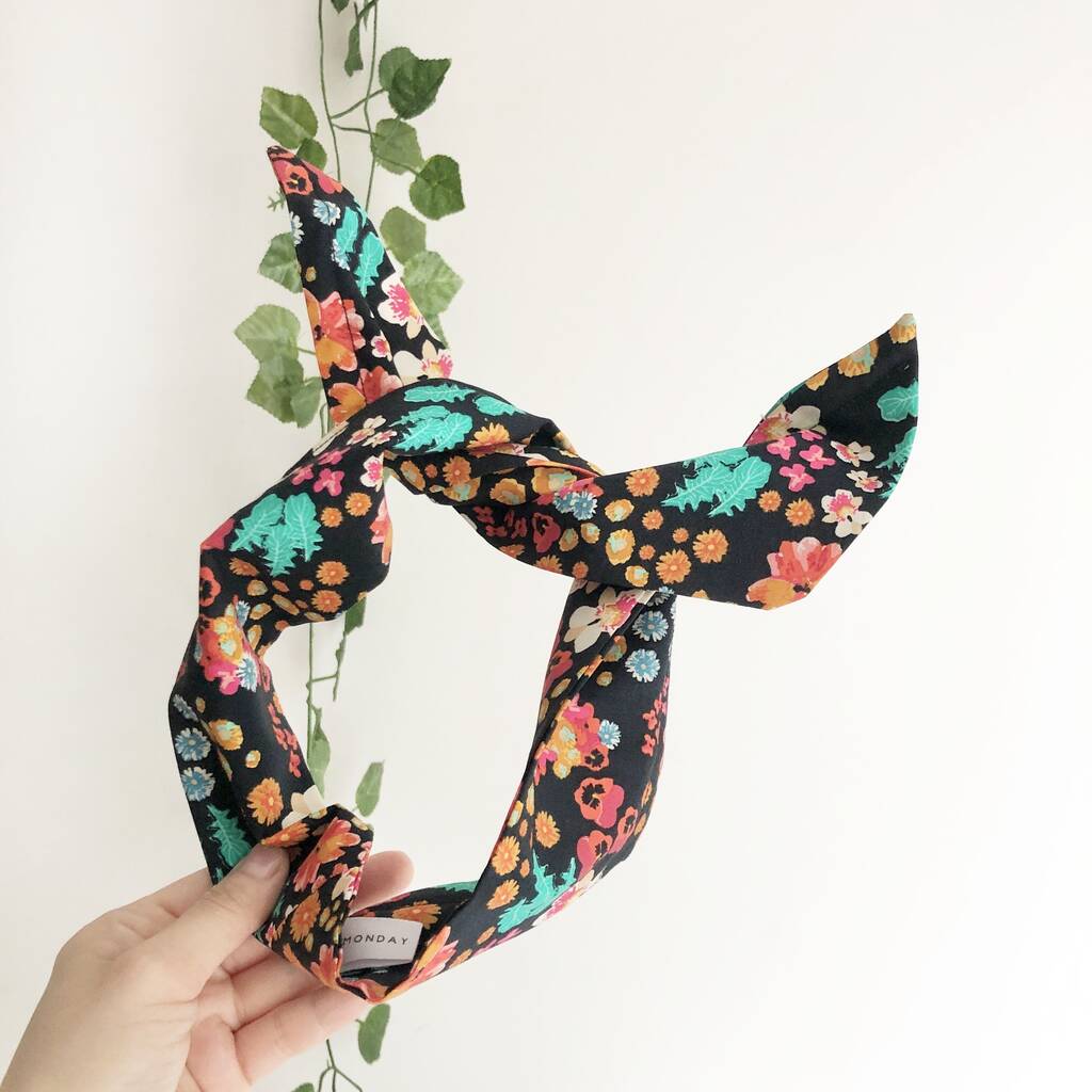 Extra Wide Wire Headband, Vibrant Floral Print Headband By Mustard Monday