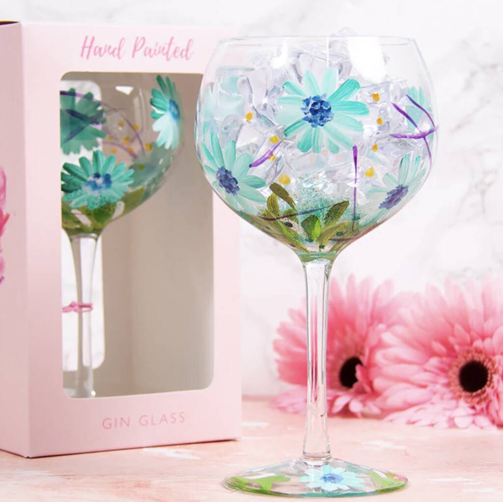 Blue Gerber Hand Painted Gin Glass By The Best Room ...