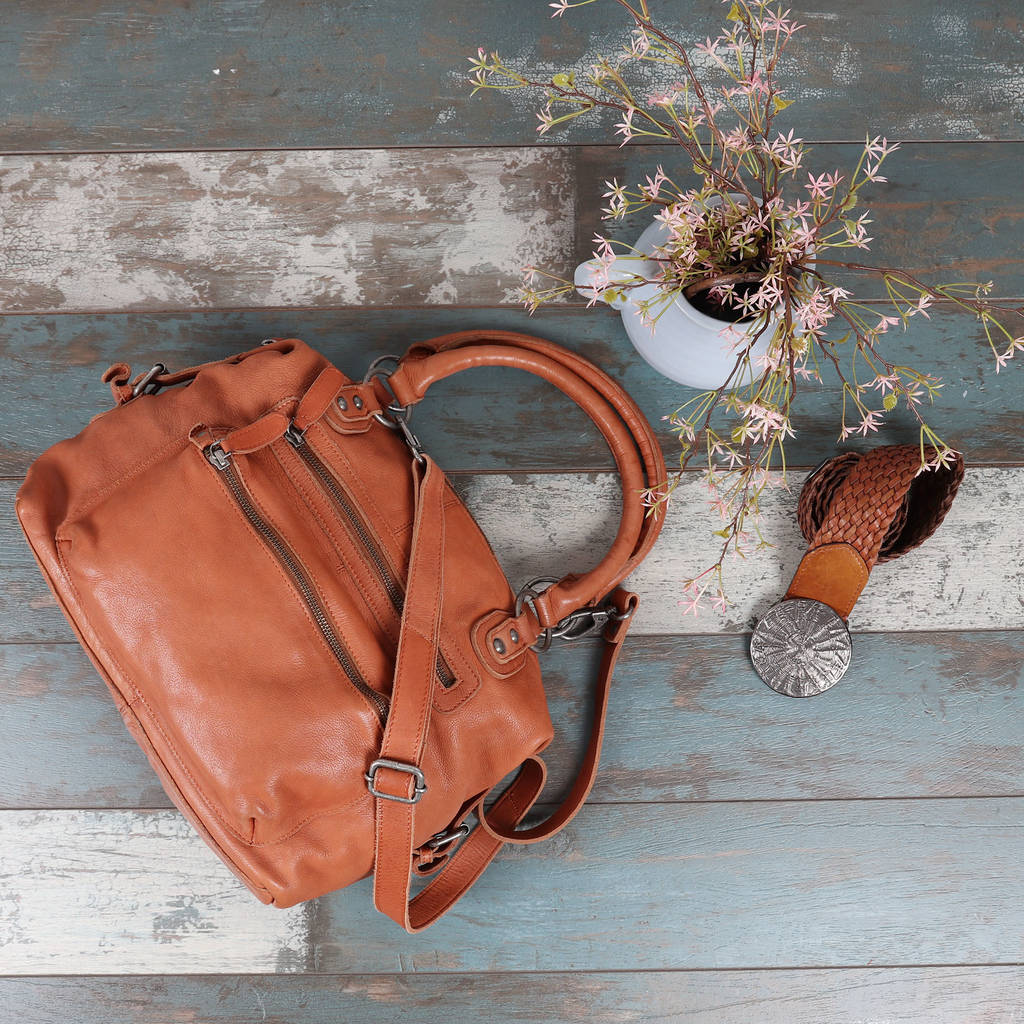 hampton leather handbag tote with zip pocket by the leather store ...