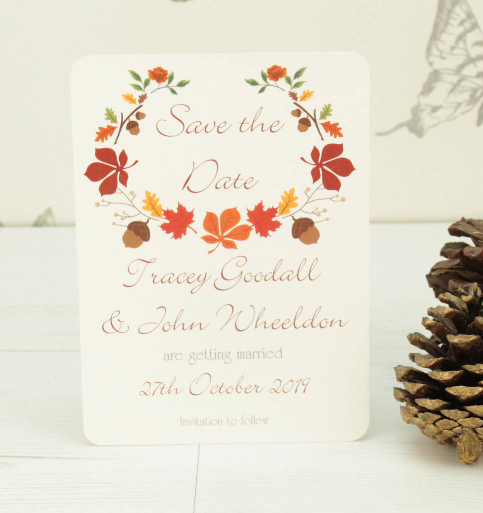 Personalised Autumn Save The Date Card By Dreams To Reality Design Ltd