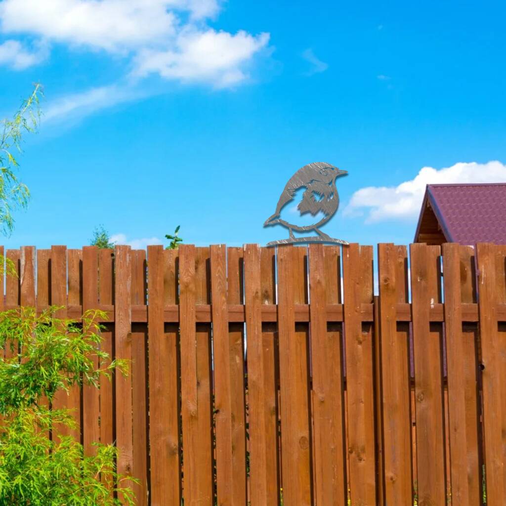 Rusty Metal Robin For Garden Fence Gift For Twitchers By Duke Craft ...