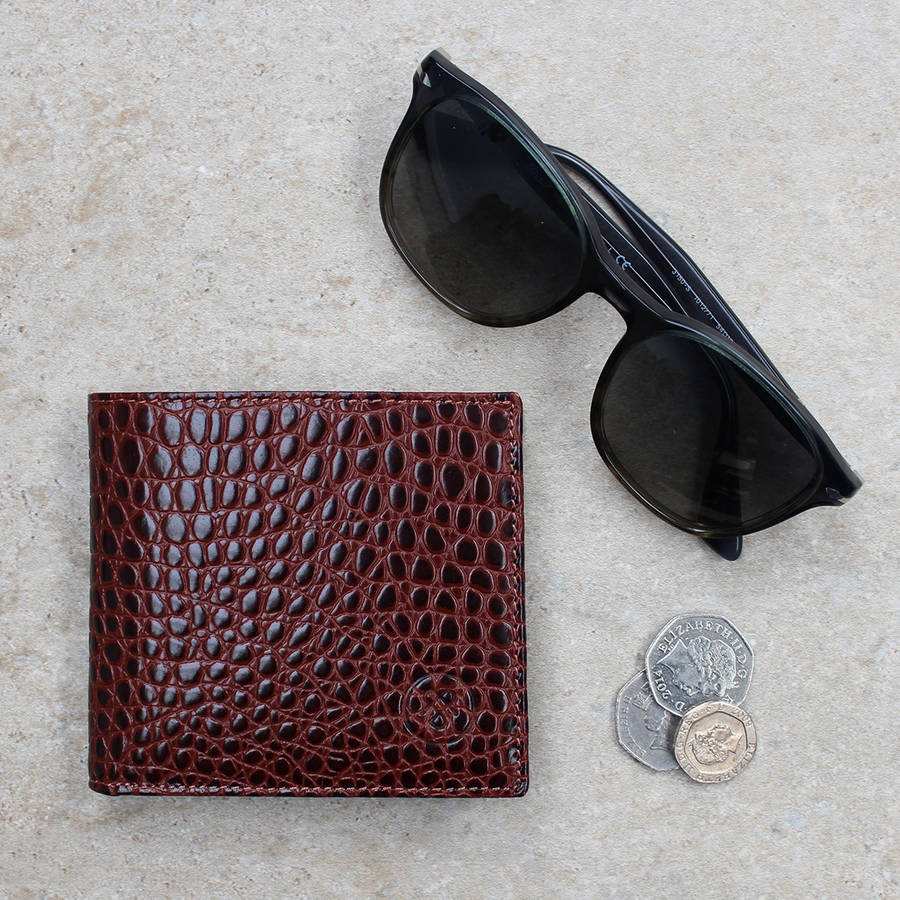 mens bifold wallet with coin section.'ticciano croco' by maxwell scott ...