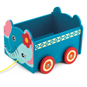 Wooden Pull Along Toy Box Storage Book Cart By Bee Smart ...