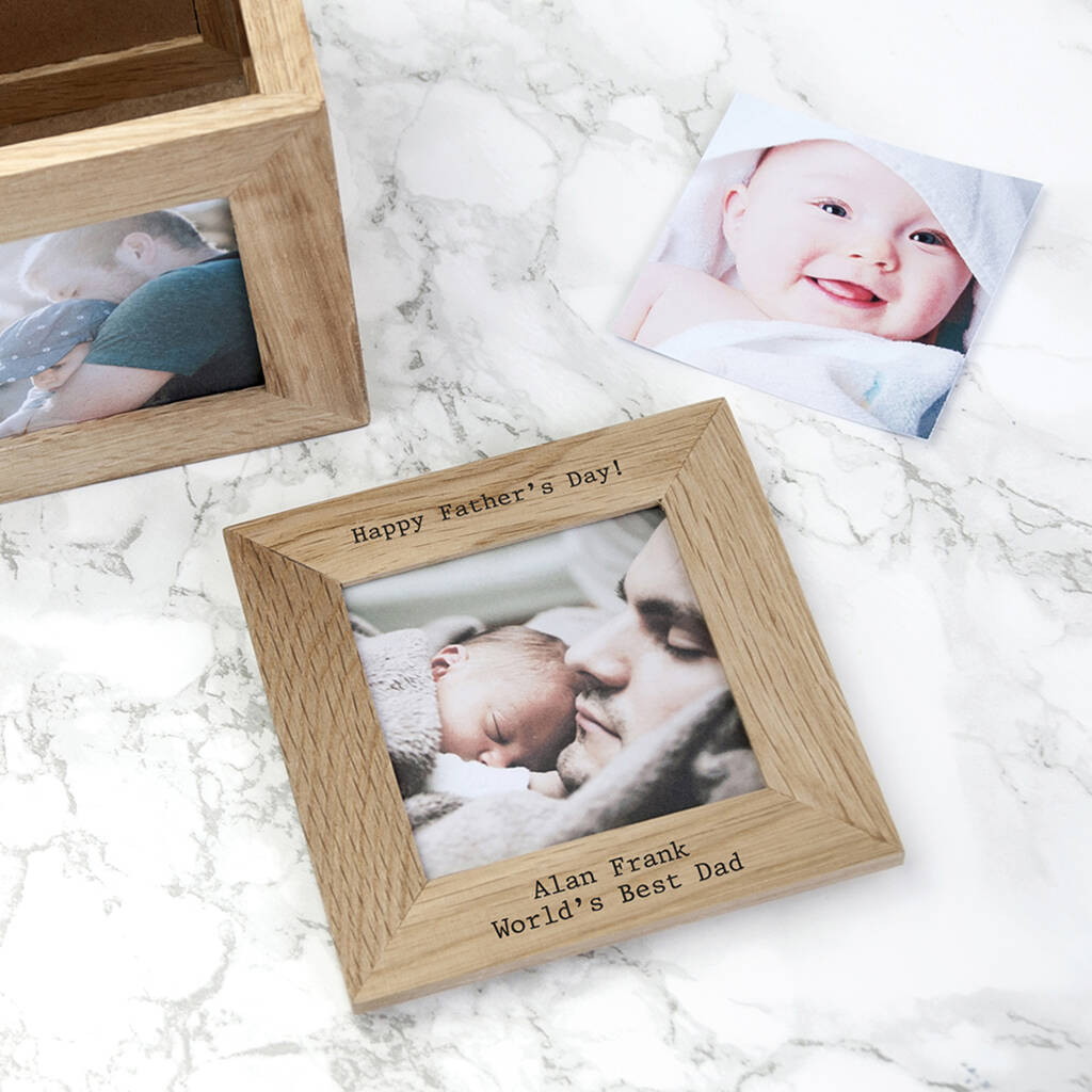 Dad's Personalised Oak Photo Cube Keepsake Box By JUNGLEY | notonthehighstreet.com