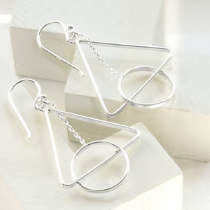 Sterling Silver Triangle And Circle Dangly Earrings By Martha Jackson ...