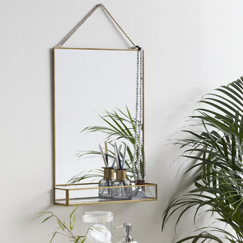 Golden Slim Rectangle Mirror With Glass Shelf By The Forest & Co ...