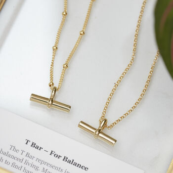 T Bar Necklace In 18ct Gold Vermeil Plate By Muru | notonthehighstreet.com