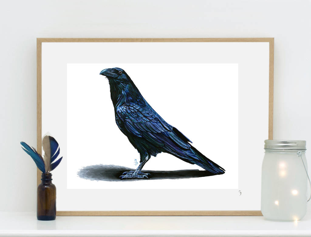 raven mounted signed giclée print by mollieart | notonthehighstreet.com