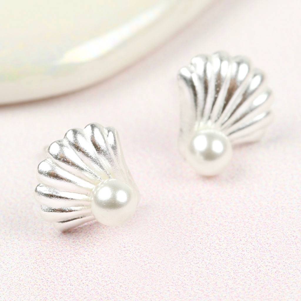 sterling silver shell stud earrings by lisa angel | notonthehighstreet.com