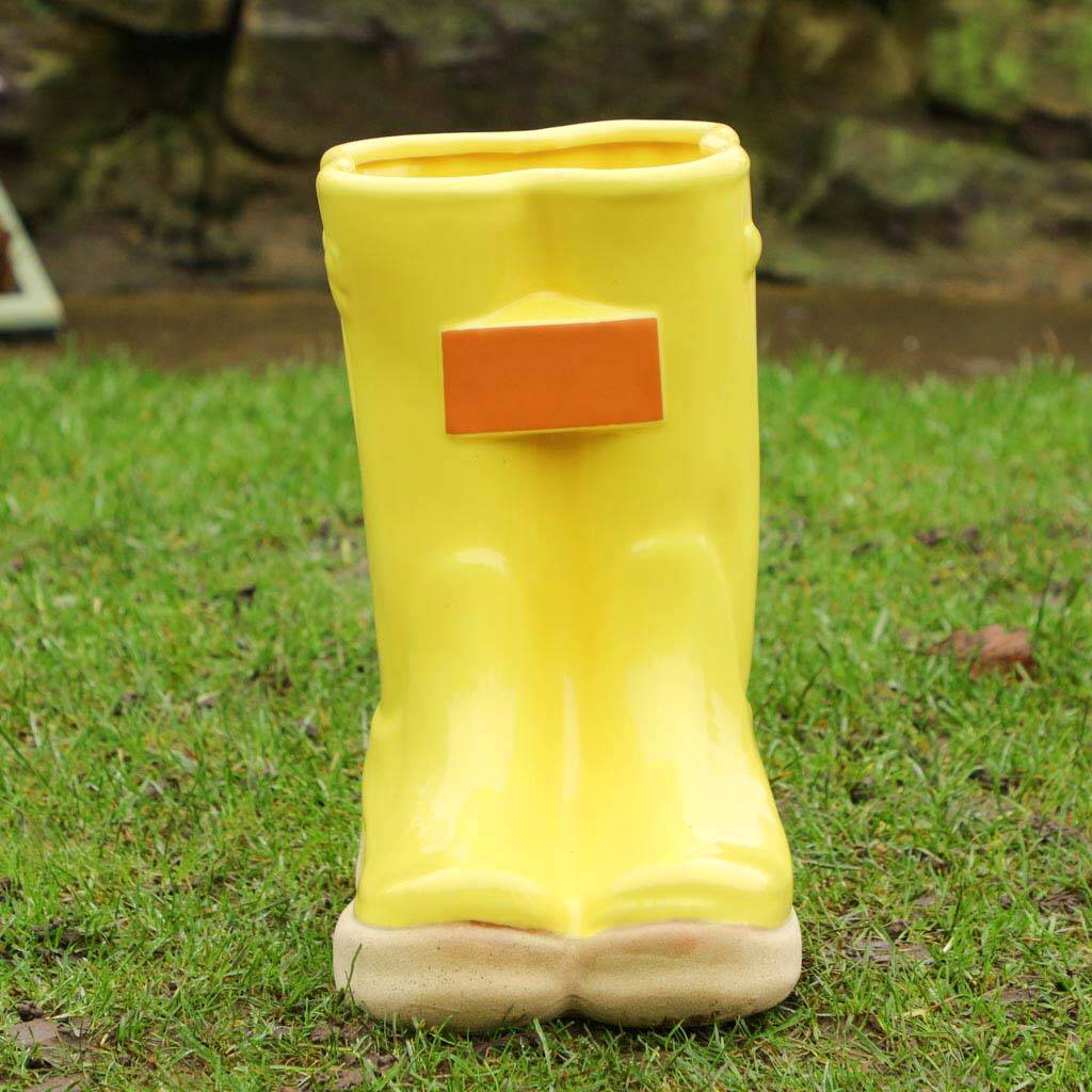 Personalised Sunny Yellow Garden Welly Boot Planter By Dibor ...