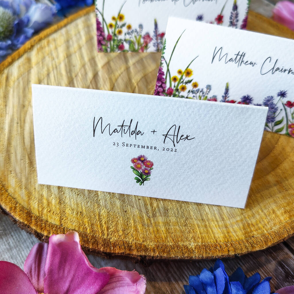Wildflower Folded Place Cards By Paper Willow | notonthehighstreet.com
