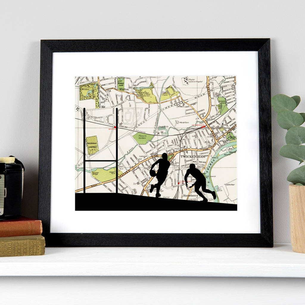 personalised rugby map print by atlas & i | notonthehighstreet.com
