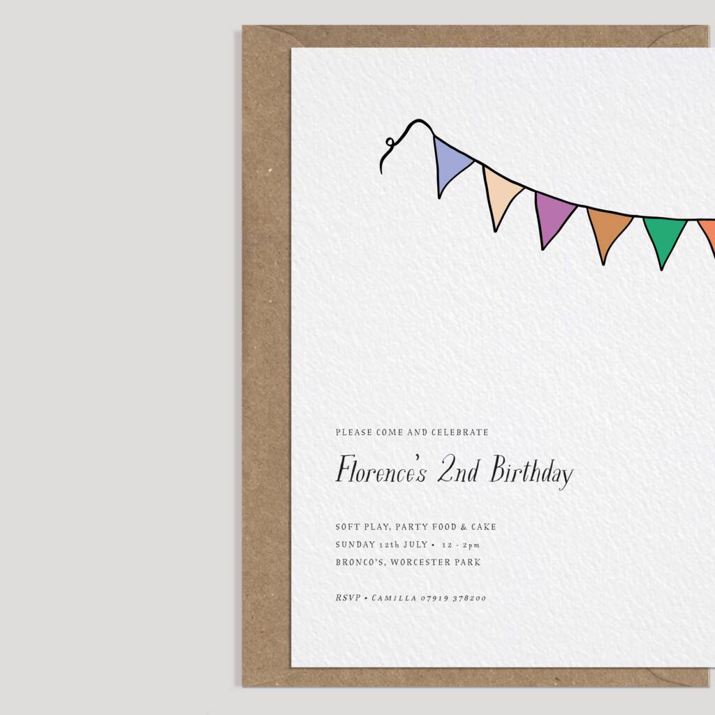 Bunting Birthday Party Invitations By Moaglea | notonthehighstreet.com