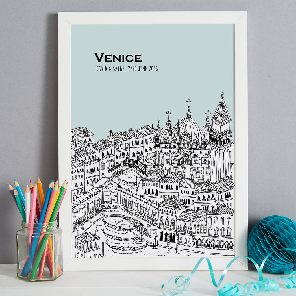 personalised venice print by tessa galloway illustration ...