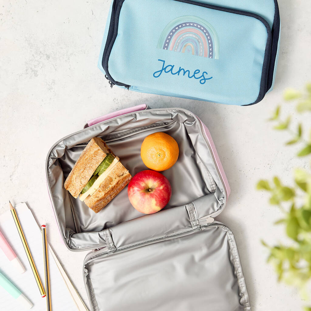 Personalised Rainbow Kids Lunch Bag Gift By Pomchick