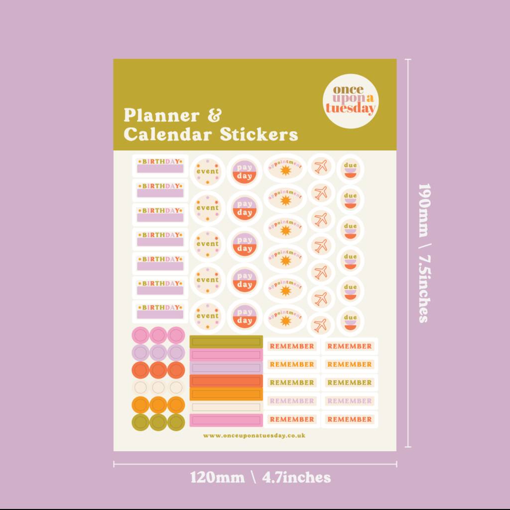 Planner And Calendar Stickers By Once Upon a Tuesday ...