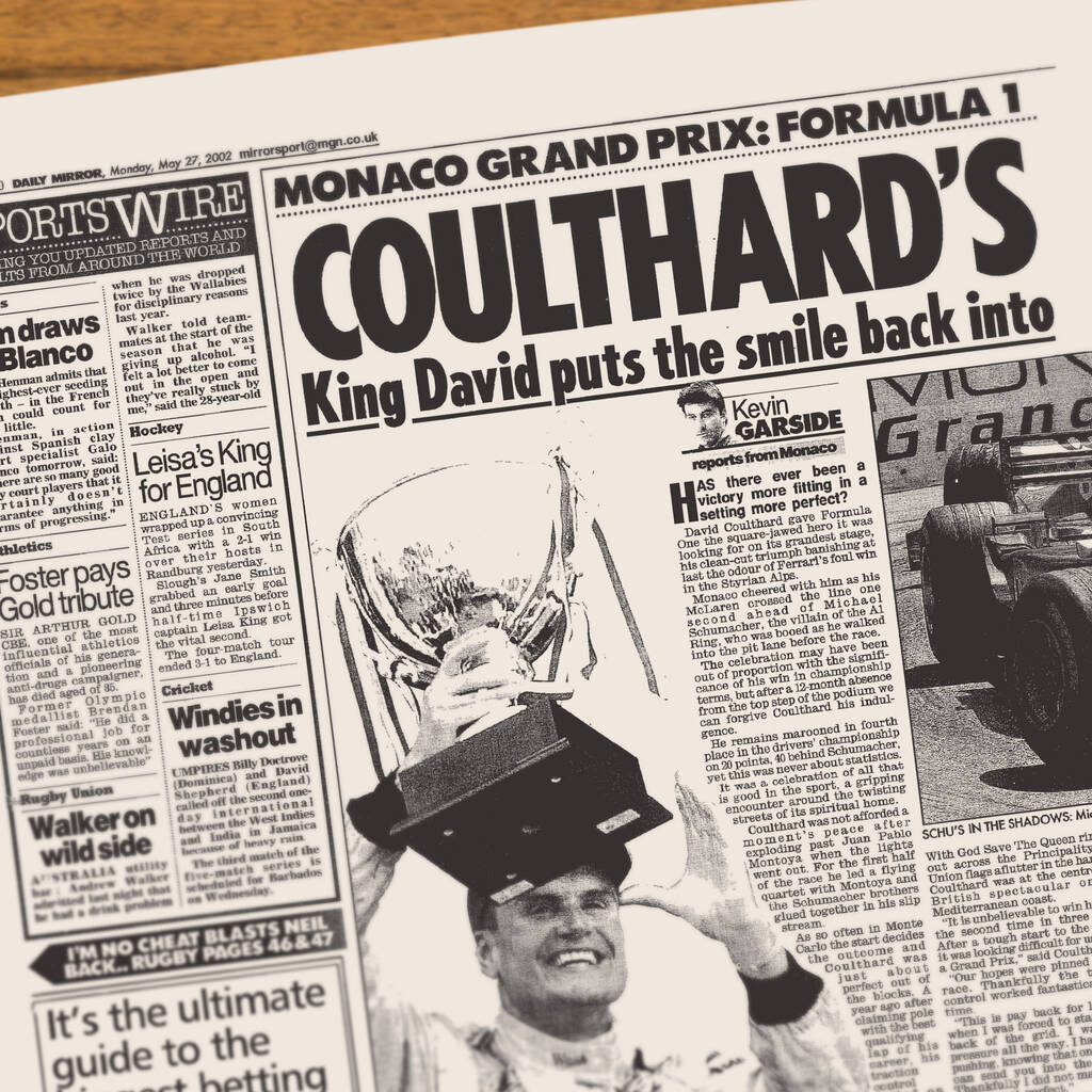 Formula One Personalised UK Sports Gift Newspaper Book By Historic ...