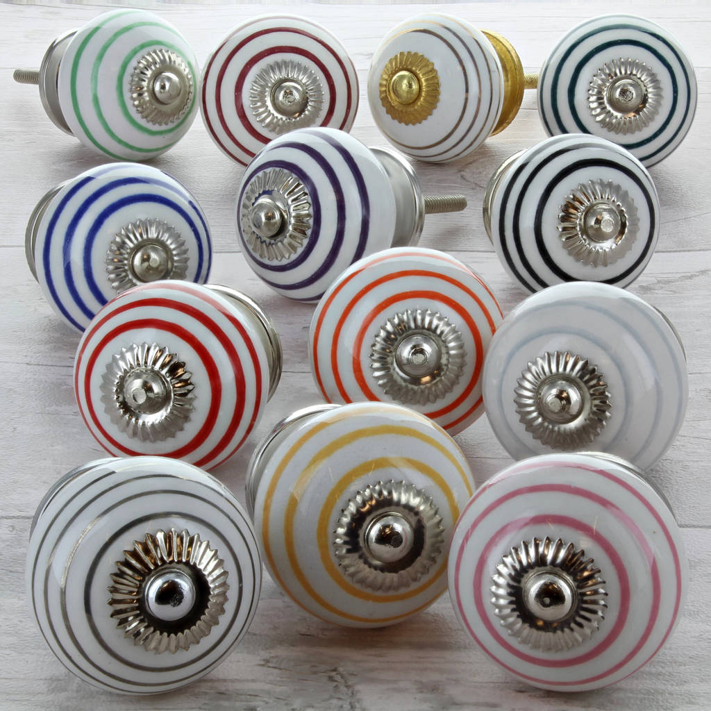 ceramic striped door knobs kitchen cupboard handles by g decor ...