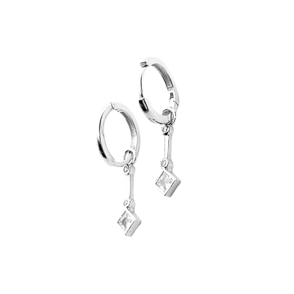 Sterling Silver Rhombus Drop Hoop Earring By Spero London ...