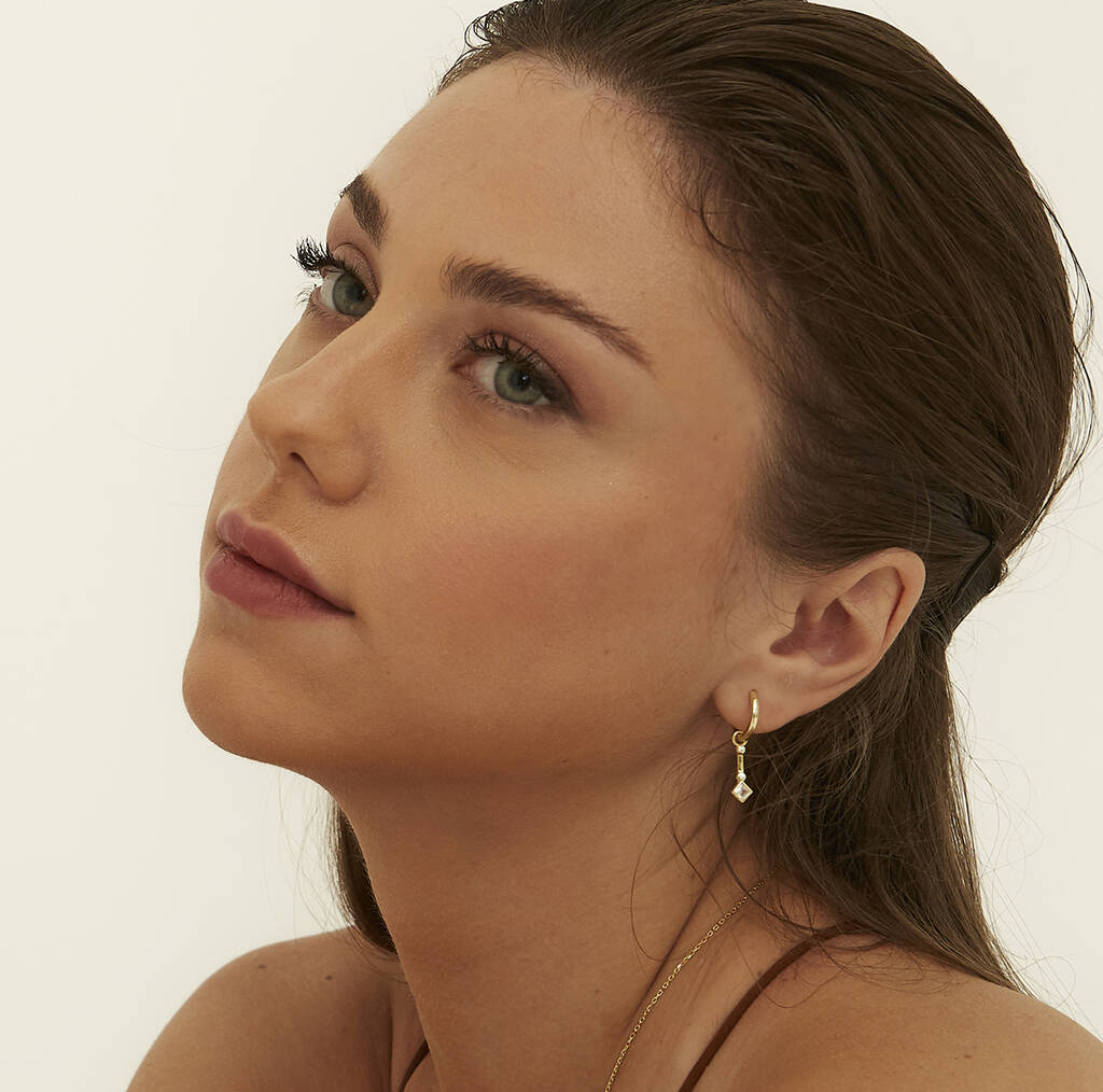 Sterling Silver Rhombus Drop Hoop Earring By Spero London ...