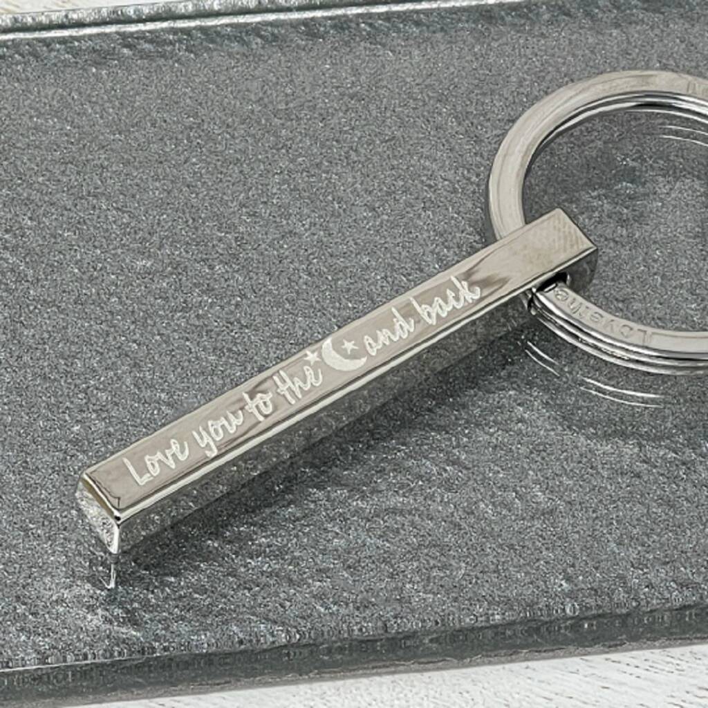 Moon And Back Personalised Bar Keyring By Lovethelinks ...