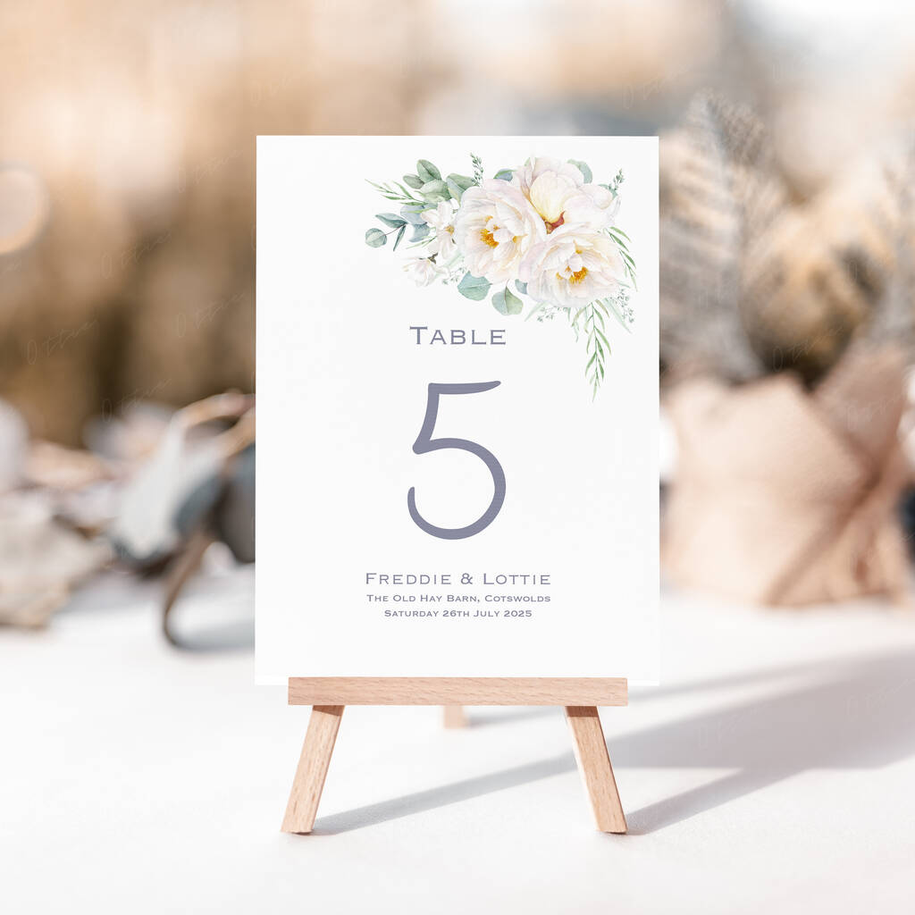 Wedding Table Numbers Pastel Green And White Floral By Ottie Design ...