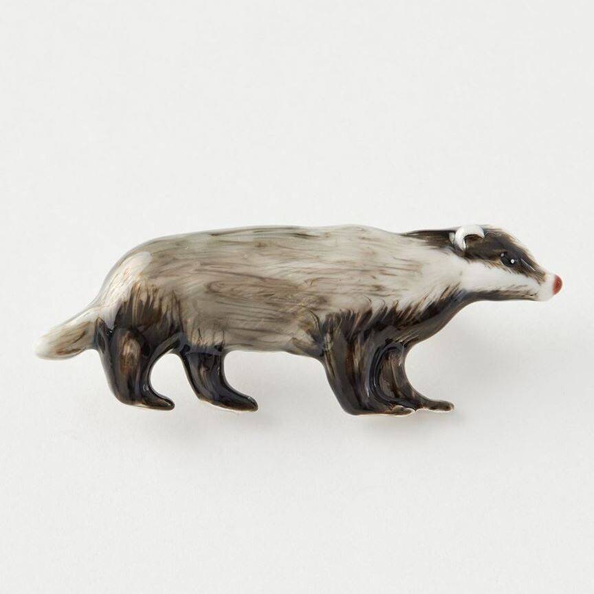Enamel Badger Brooch By Fable England