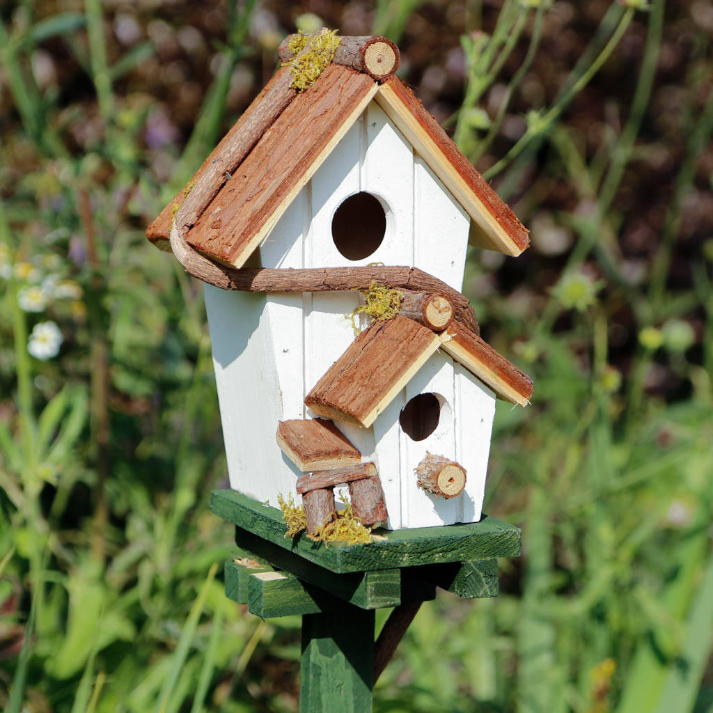 Personalised Standing Double Bird House With Stake By Dibor ...