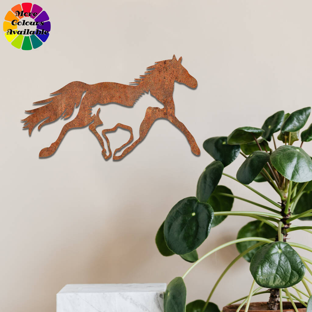 Rusted Metal Galloping Horses Stables Decor Art By Duke Craft ...