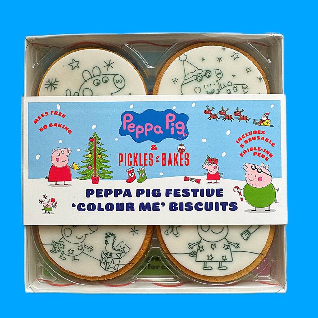 Peppa Pig 'Colour Me' Christmas Biscuits By Pickles & Bakes