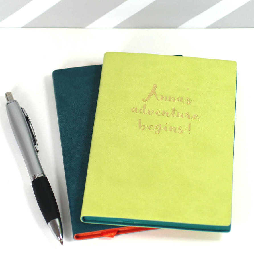 personalised adventure pu leather notebook by posh totty designs ...
