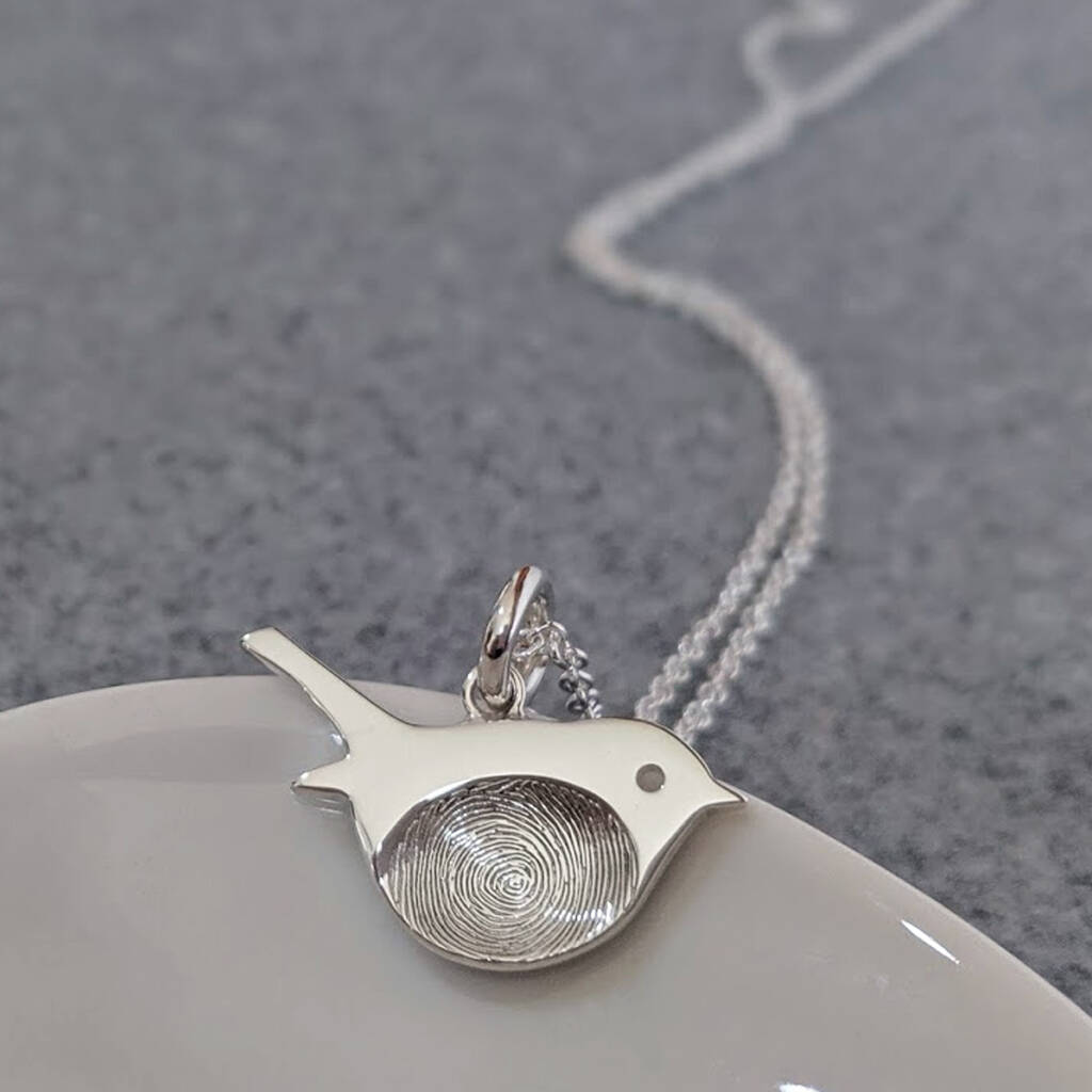 silver fingerprint robin necklace by hold upon heart ...